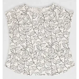 Orvis | Tops | Orvis Large Linen Blend Top Black White Floral Print Cap ...